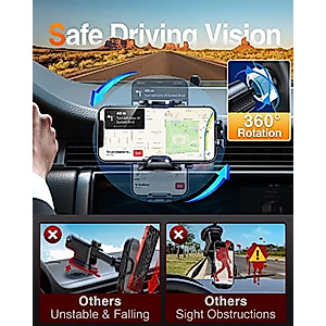 VANMASS 7.0 Upgraded Car Phone Holder Mount [Never-Drop Steel Hook] & [A Cable Clip], Stable A+ Car Vent Phone Mount, Auto Cell Phone Holder, Handsfree Cradles for iPhone 14 13 12 11 Pro Max Samsung