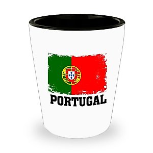 Portugal Flag Shot Glass Funny Gifts - Portuguese Pride Flag Vintage, Soccer, Football Team, Hometown, Travel Portugal Flag Ceramic Cup