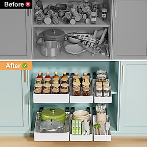 Delamu 3 Pack Pull Out Cabinet Organizer, 15.7"Deep Pull Out Drawers for Cabinets, Slide Out Drawers for Kitchen Cabinets, Bathroom Cabinet Organizer, Pantry, Cabinet Roll Out Drawers Shelf Storage