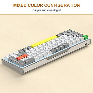 MageGee 60% Mechanical Gaming Keyboard, 68 Keys Hot-Swappable Compact Blue LED Backlit Gaming Keyboard, SKY68 Wired Ergonomic Mini Office Keyboard for Windows PC Gamer (Red Switch, Gray & White)