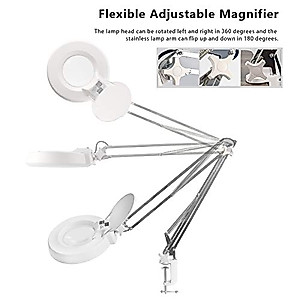 Gynnx LED Magnifying Lamp with Clamp, 10X Magnifier 4200 Lumens,5 Inch Magnifier Glass Lens, 120 PCS LEDs,Adjustable Stainless Steel Lamp Arm for Reading,Craft,Knitting,Desktop Office Workbench MY1