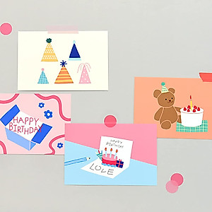 Monolike Birthday Party Single cards - mix 24 pack, lovely 24 Single cards