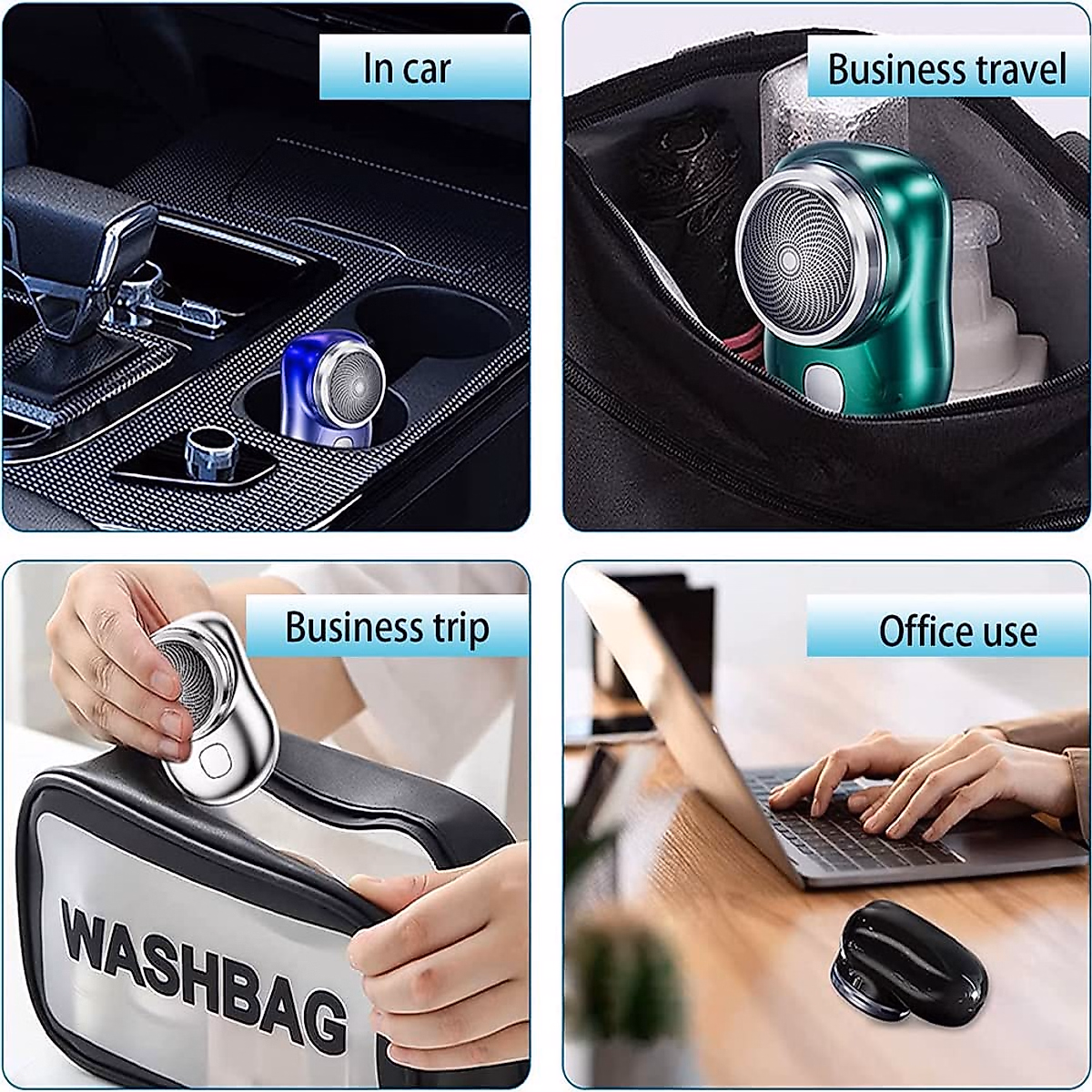 2023 New Pocket Portable Electric Shave,Mini Shaver Portable Electric Shaver, Rechargeable USB Electric Shaver Wet & Dry Machine Shaving for Men (Black)