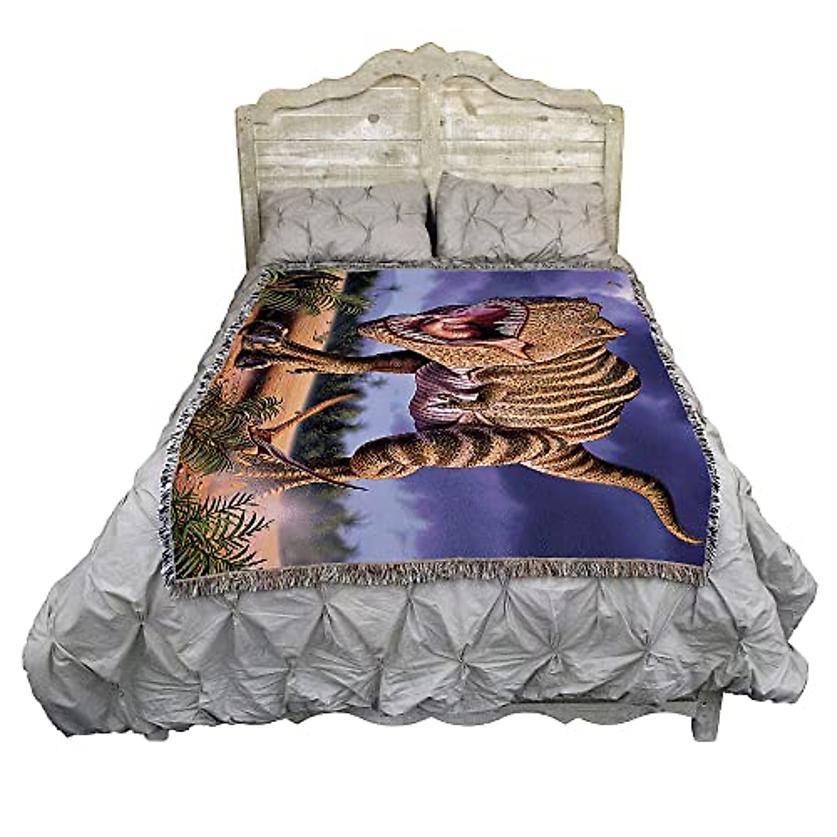 Pure Country Weavers Rex Brown Blanket by Jerry LoFaro - Dinasour Prehistoric Gift Tapestry Throw Woven from Cotton - Made in The USA (72x54)