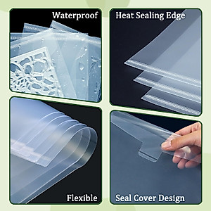 Hukado 30 Pieces Scrapbook Paper Storage Organizer for 12 x 12 Inch Scrapbooking Paper, 13" x 12.6" Clear Paper Storage Bag with 36 Coloful Sticky Index Tabs, Vinyl Record, Vinyl Paper and Cardstock