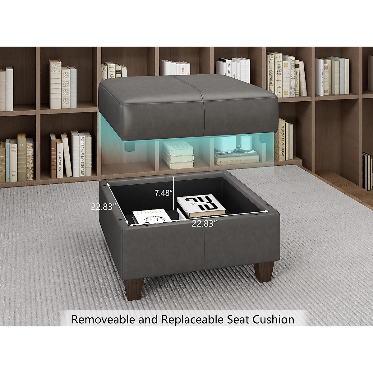 EASE MOOSE Modular Sectional Loveseat Sofa Couch with Storage Seats, 2 Seat Faux Leather Convertible Modular Sofa Love Seats for Small Spaces