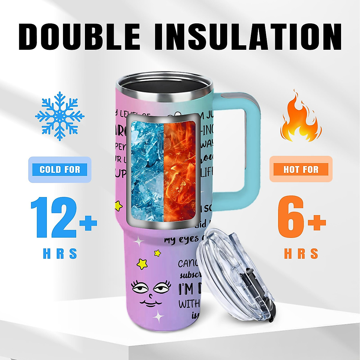 NIAXAUYT Sarcastic Gifts for Women Men, Sarcastic Insulated Tumbler 40oz, Funny Gifts for Humor Cup, Birthday Gifts for Women Coworker Boss Friends Work Bestie Office Coffee Mug