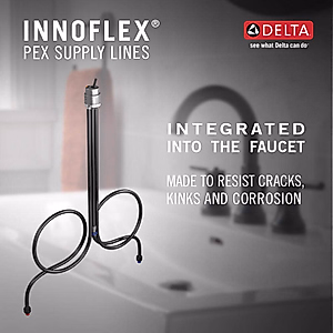 Delta Faucet Woodhurst Single Hole Bathroom Faucet, Single Handle Bathroom Sink Faucet Black, Diamond Seal Technology, Drain Assembly, Matte Black 532-BLMPU-DST