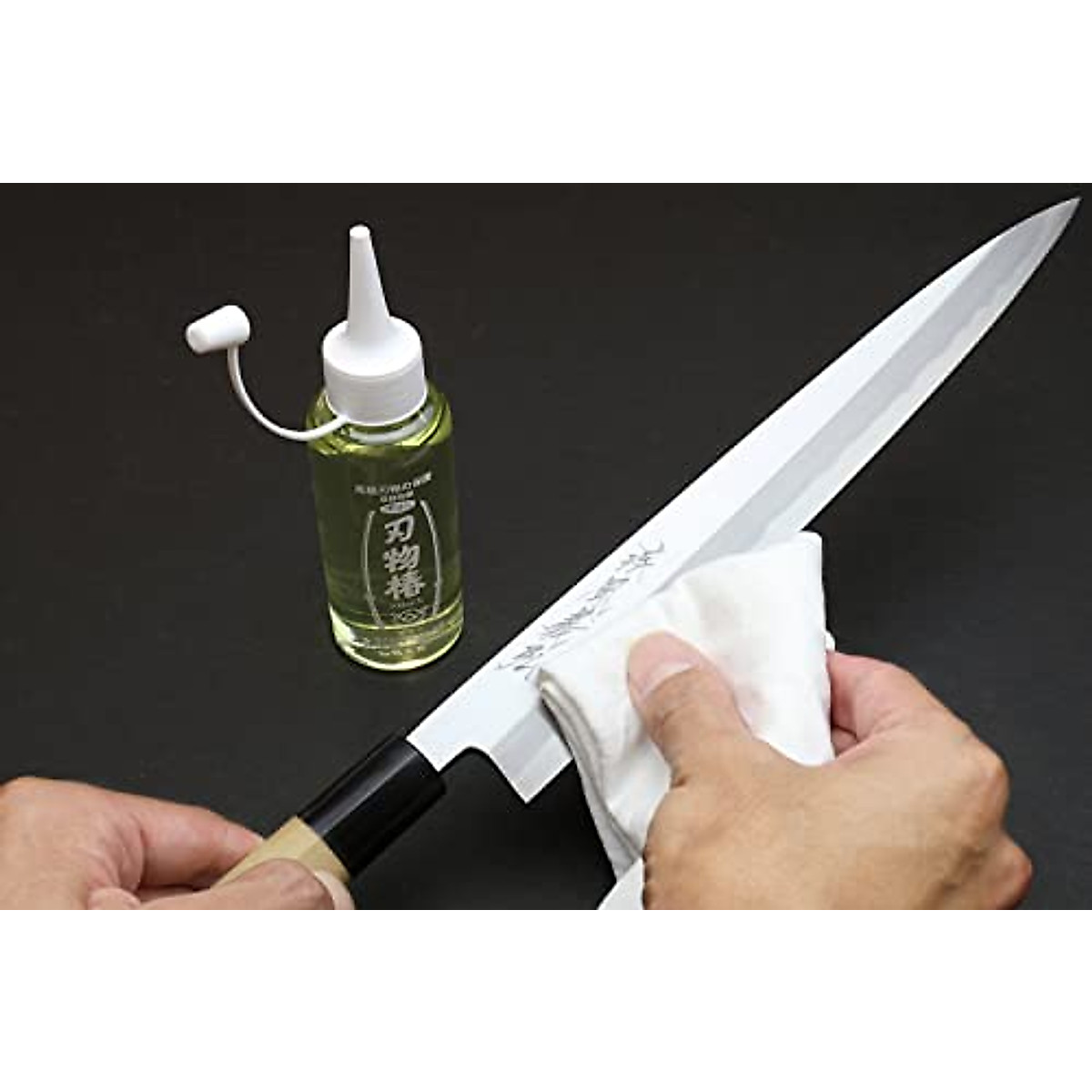 Yoshihiro 100% Pure Tsubaki Japanese Knife Maintenance Oil 3.4oz(100ml) with Complimentary Sabitori Rust Eraser and Microfiber Cloth