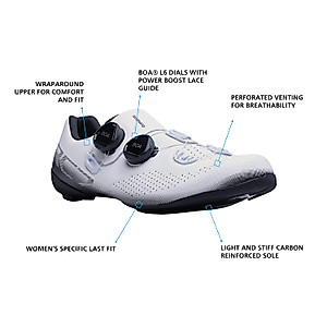 SHIMANO SH-RC702W Women’s High Performance Cycling Shoe, White, 10-10.5 Women (EU 43)