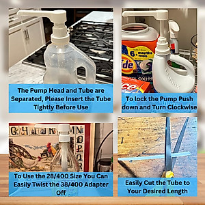 Dual Fitting Pump Dispenser for Gallon Jugs and Smaller Bottles (8cc Each Pump/Fits 28-400 and 38-400) Leak Proof for Household and Commercial Use, Plastic Pump for 1 Gallon Jug - BPA Free (2-Pack)