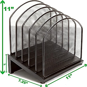 Slimry Design Desk File Organizer Vertical 5 Tier Black Metal Mesh Desktop Organizer, Office Organization File Holder for Documents and Desk Accessories,