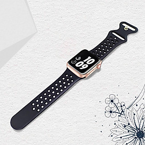 Elaikement Compatible with Apple Watch Band 44mm 45mm 49mm 42mm 41mm 40mm 38mm Men Women, Breathable Silicone Sport Wristband Strap for iWatch Bands Series 9/8/7/6/5/4/3/SE/Ultra, Anthracite Black