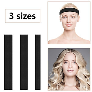 12 Pieces Wig Edge Elastic Band Adjustable Wig Band Edge Grip Band Wig Support Band Non Slip Wig Accessories for Making Wigs Women Men Hair Styling, Width 0.98 Inch 1.2 Inch and 1.38 Inch, Black