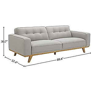 Amazon Brand – Rivet Bigelow Modern Sofa Couch with Wood Base, 89.4"W, Light Grey / Blonde