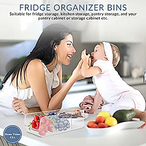 Home Vision USA 4 Pack Pantry Organization and Storage - Plastic Storage Bins - Stackable Storage Bins for Fridge, Cabinets - Organizers With Removable Dividers for Kitchen, Cabinets, Snacks