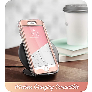 i-Blason Cosmo Series Case for iPhone SE 2022 (3rd Gen)/iPhone SE 2020 (2nd Gen)/iPhone 7/iPhone 8, Stylish Protective Bumper Case with Built-in Screen Protector (Marble)