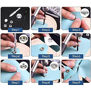 200 Pieces Stainless Steel Snap Fastener Kit, BetterJonny 15mm Heavy Duty Snap Button Press Stud Cap with Pliers and 3 Setting Tools for Marine Boat Canvas Bag Leather DIY Craft