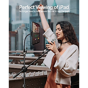 elitehood iPad Stand & Boom Mic Stand, Height Adjustable iPad Microphone Holder Stand, Tablet Microphone Tripod Stand for Singing, Compatible with iPad Pro Air Mini and 4-12.9’’ Phones & Tablets