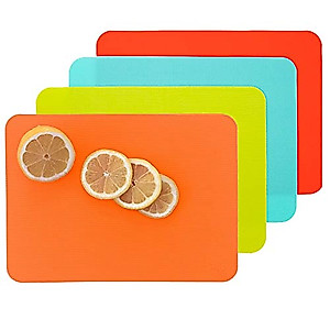 Simply Genius Plastic Cutting Boards for Kitchen - Color Coded Chopping Board Set - Flexible Cutting Mats for Meat & Vegetables - Dishwasher Safe, Non-Slip, BPA Free (4-Pack Multicolor, 8"x11")