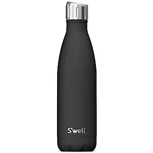 S'well Stainless Steel Water Bottle with Sports Cap, 17oz, Onyx, Triple Layered Vacuum Insulated Containers Keeps Drinks Cold for 36 Hours and Hot for 10, BPA Free, Perfect for On the Go