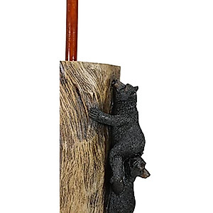 Ebros Gift 13.5" Tall Whimsical Forest Mountain Black Bears Teamwork and Trust Routine Toilet Brush Scrub and Base Holder Bathroom Gift 2 Piece Set Statue Rustic Cabin Lodge Bears Decor Accent