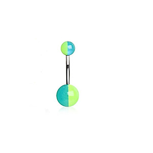 7ZACC Glow in The Dark Curved Barbell Christina Vertical Hood VCH Jewelry Genital Piercing 1/2 (Blue)
