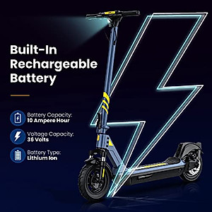 Hurtle Folding Electric Scooter - 10” Honeycomb Tires, 25 Miles Range, 19 MPH Max Speed, 500W 36V Brushless Motor Escooter with App Control, E-ABS Front Drum & Rear Disc Brakes, E-Scooter for Adult