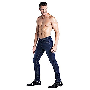 ZLZ Slim Fit Jeans, Men's Younger-Looking Fashionable Colorful Comfy Stretch Skinny Fit Denim Jeans, Blue Jeans Pants for Men Size 34