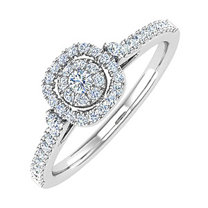 1/4 Carat Diamond Engagement Rings in 10K White Gold (Ring Size 7.25)