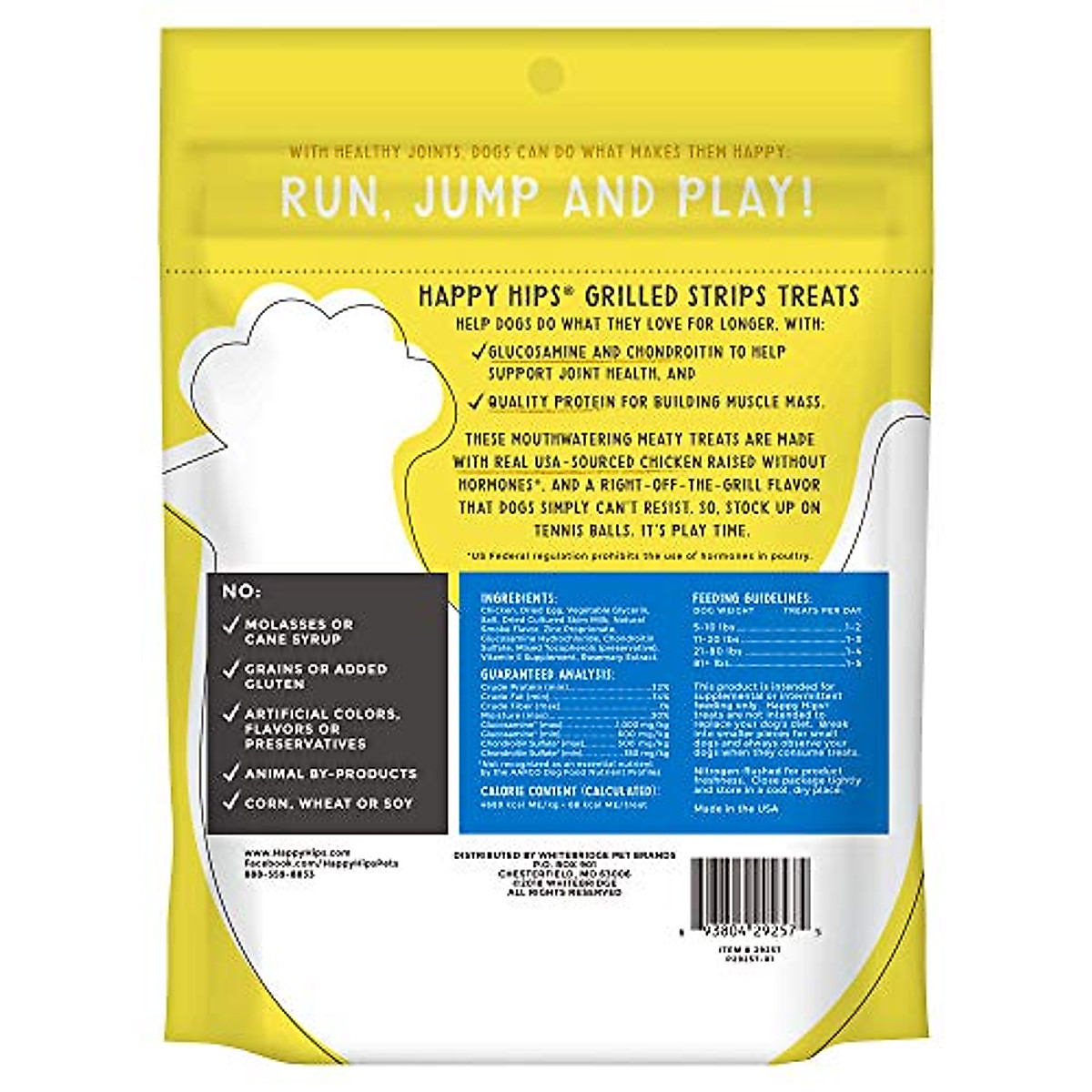 Happy Hips & Joint, Grilled Strips, Grain Free Dog Treats, Glucosamine & Chondroitin, Chicken 12Oz