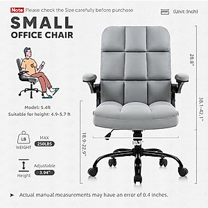 SEATZONE Home Office Chairs with Wheels, Comfortable Ergonomic Flip-up Armrest Adjustable Computer Desk Chair Backward Tilt