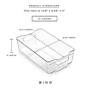 BINO | Stackable Storage Bins, X-Large - 2 Pack | THE STACKER COLLECTION | Clear Plastic Storage Bins | Built-In Handle | BPA-Free | Containers for Organizing Kitchen Pantry | Multi-Use Organizer Bins
