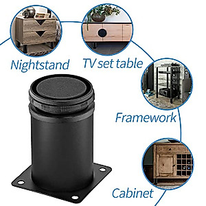 Masendelk 3 Inch Metal Furniture Legs Stainless Steel Adjustable Legs Black Metal Legs Round Cabinet Legs for Coffee Table Cabinet Desk Sofa Shelves, Pack of 4