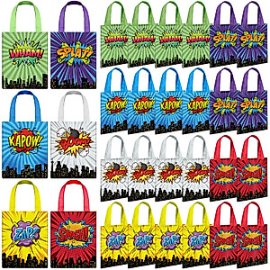 Photect 24 Pieces Hero Party Favor Bags Hero Birthday Decorations Heroes Non-Woven Gift Bags Hero Theme Treat Gift Bag Tote Bag for Hero Themed Party Supplies Baby Shower Goodie Bag
