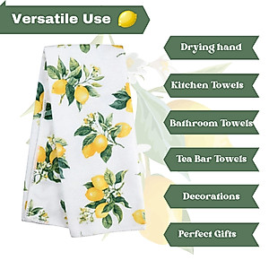 BOSS CLASS Kitchen Towels Lemon Home 4Pcs Summer Spring Absorbent Tropical Bar Dish Hand Decoration Bathroom Towel 15x25in Drying Soft 100% Polyester Cooking Baking Gifts Set