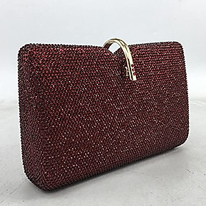 Elegant Women Crystal Evening Bags Wedding Cocktail Party Diamond Clutch Handbags (Wine Red)