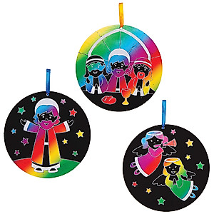 Baker Ross AT561 Holy Week Scratch Art Decorations - Pack of 8, Christmas Tree Ornaments Made with Rainbow Magic Paper, for Kids to Decorate in Arts and Crafts Activities