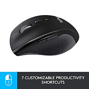 Logitech M705 Wireless Marathon Mouse for PC - Long 3 Year Battery Life, Ergonomic Shape with Hyper-Fast Scrolling and USB Unifying Receiver for Computer and Laptop - Black (Renewed)