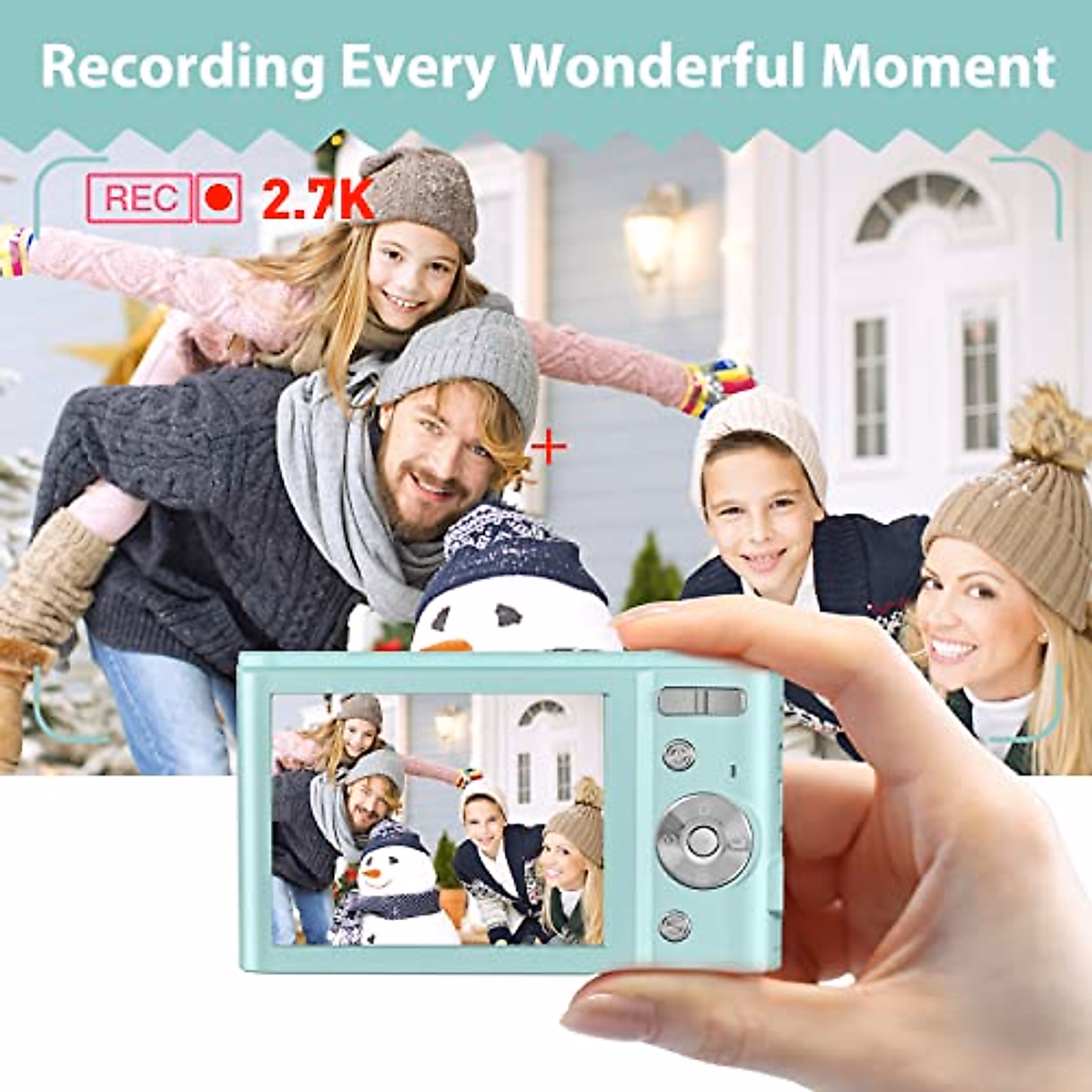 Digital Camera, FHD 2.7K Digital Camera for Kids Digital Point and Shoot Camera with 16X Digital Zoom, 44MP Compact Camera Portable Small Camera for Teens Boys Girls Students Beginners