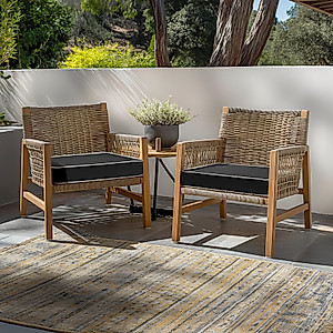 BayHomes Outdoor Chair Cushions for Patio Furniture,Waterproof Square Double Piping Chair Cushion,Patio Chair Cushions with Straps,Removable Cover with Zipper