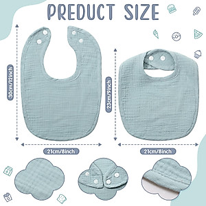 Preboun 16 Pack Baby Muslin Burp Cloths and Bibs Sets, Unisex Cotton Muslin Cloths Large 20'' x 10'' Extra Soft and Absorbent Cotton Burp Rags Muslin Baby Bibs for Girl Boy Drooling, Multicolor