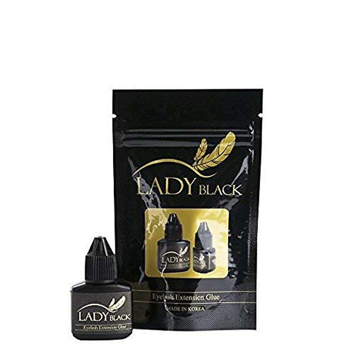 50 Pink + 2 Lady Black 5 ml - 3-4 Seconds Drying time - Retention 5-6 Weeks - Professional Use Only Strong Black Adhesive for Individual Semi-Permanent Extensions Latex Free