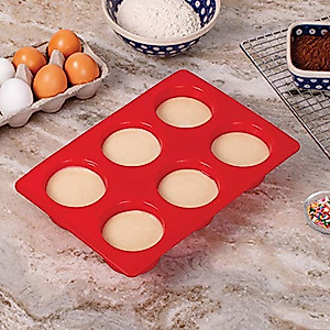 Mrs. Anderson's Baking Silicone 6-Cup Jumbo Muffin Pan, Non-Stick European-Grade Silicone Silicone