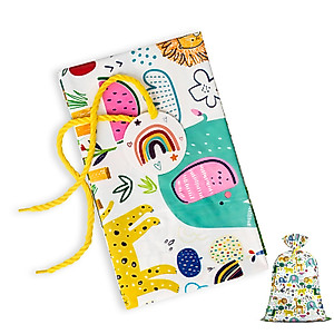 Loveinside Jumbo Large Plastic Gift Bag, Birthday Design Plastic Bag with Tag and Tie for Birthday Party, Graduation, Baby Shower - 56" x 36", 1 Pcs - Animal