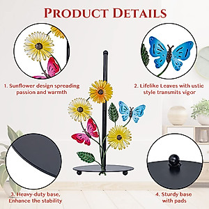 Starsoul Butterfly Sunflower Napkin Holder Black Metal Standing Paper Towel Holders Weighted Rustic Paper Roll Holder Decorative Paper Towel Holder Countertop for Kitchen