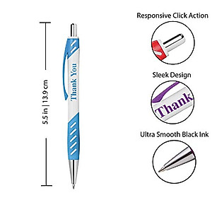 "Thank You" Gift Pens with gripper for Events, Parties, Employee Appreciation & More (25 Pack)