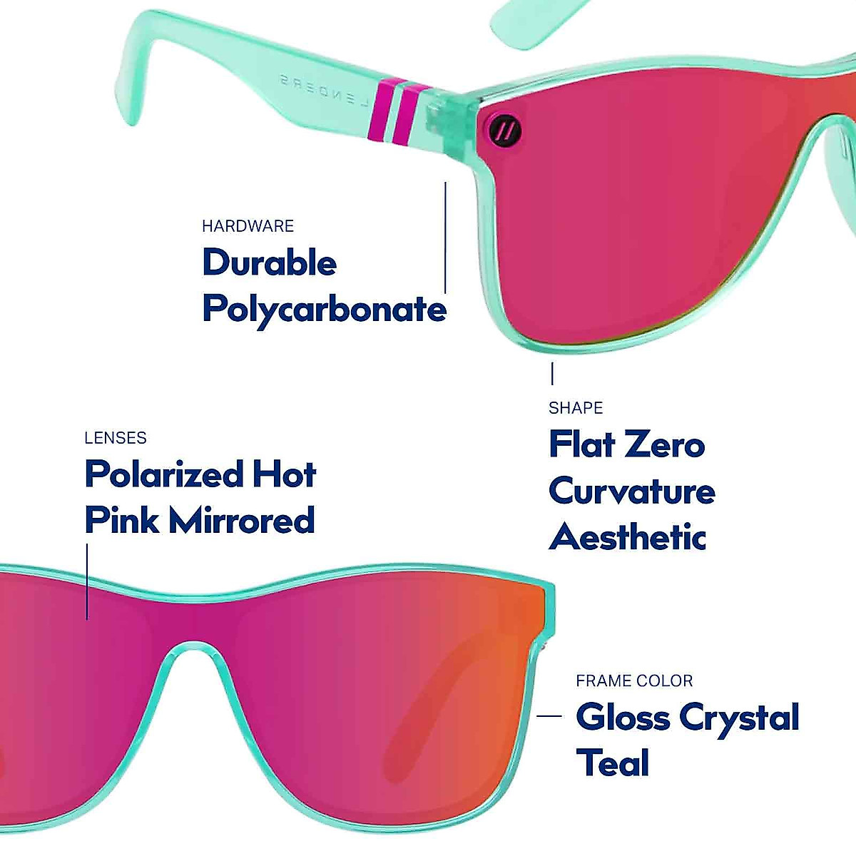 Blenders Eyewear Millenia X2 – Polarized Sunglasses – Flat, Mirrored Lens, Tough Frames – 100% UV Protection – For Men & Women – Dance Electric