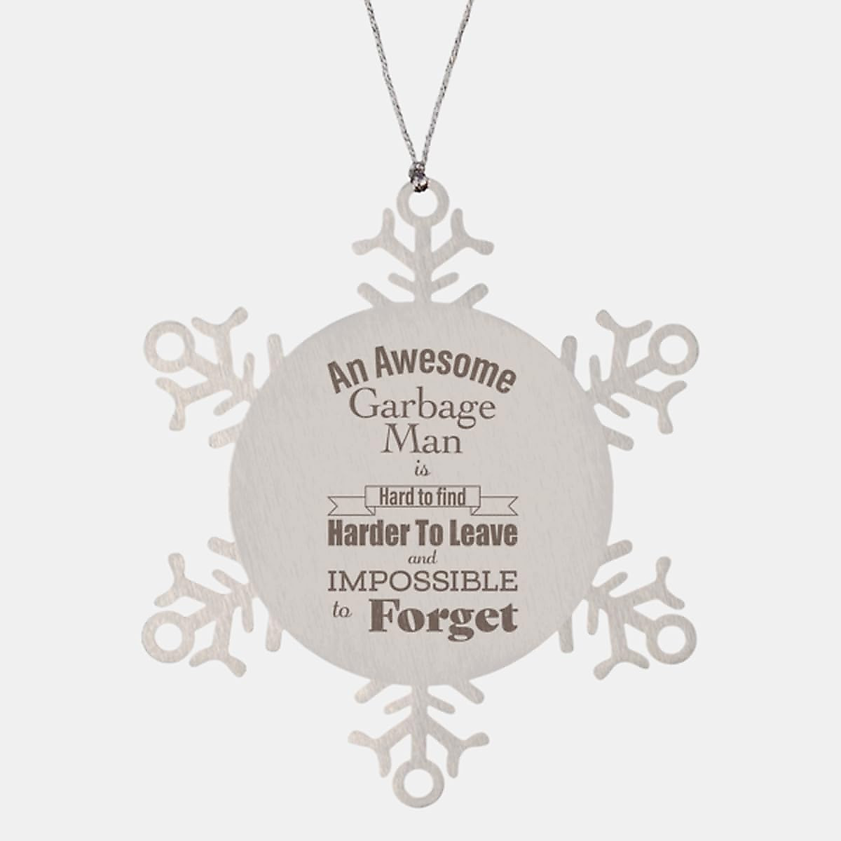 Thank You Gifts for Garbage Man Snowflake Ornament Christmas an Awesome Sanitation Engineer Waste Management Professional Collector Worker Dustman Garbageman Birthday Appreciation