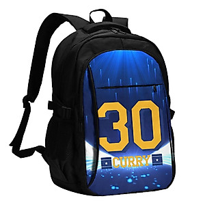 Elehuv Basketball Curry 16IN Laptop Backpack Work Travel College School Anti Theft Computer Bag, Durable Bookbag Travel Daypack With Usb Charging Port for Men Women Teen